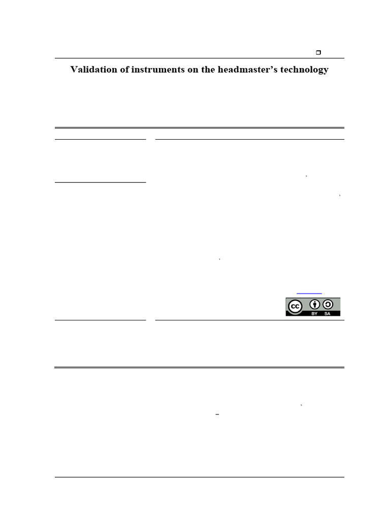 Validation of Instruments On The Headmaster's Technology Leadership ...