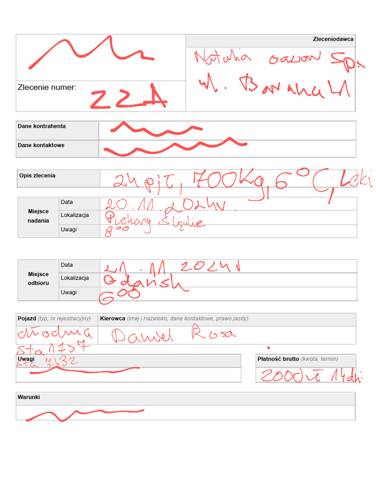 Zlecenie Transportowe Na Giełdę .Docx Kopia | PDF