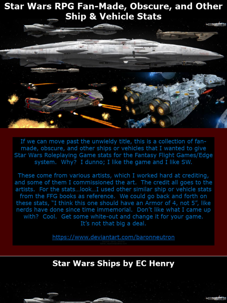 Star Wars RPG: Custom Ship Stats Guide | PDF | Cruiser | Ships