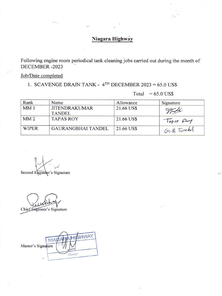 4-12-23scavenge Drain TK Cleaning Allowance | PDF