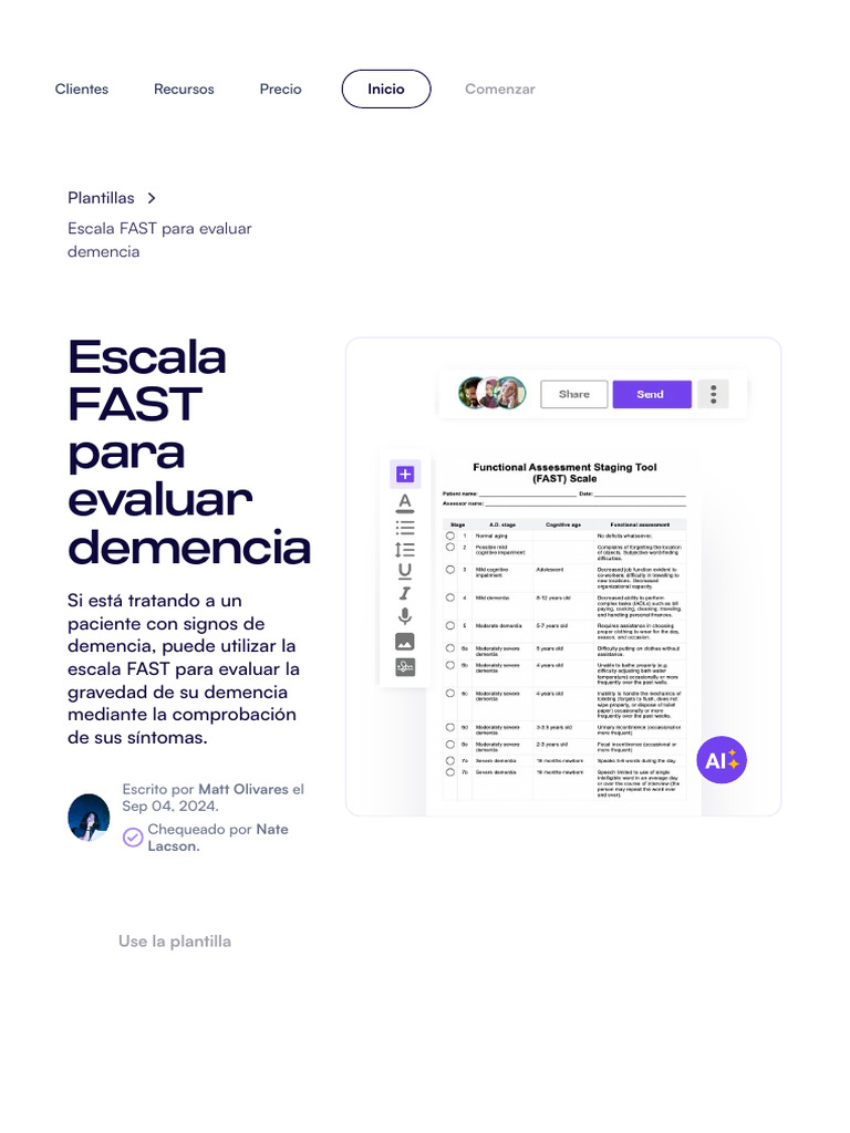 Escala FAST para Evaluar Demencia - Ejemplo PDF - Carepatron | PDF ...