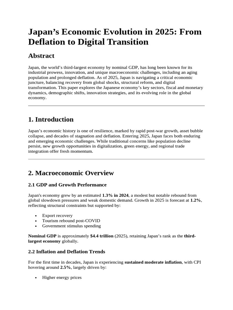 Japan's Economy in 2025: Growth & Challenges | PDF | Deflation | Bank ...