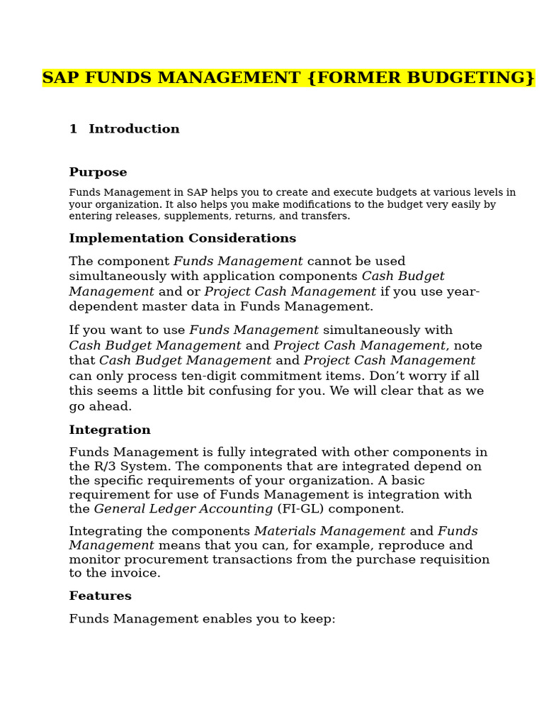 Sap Funds Management Dharmesh | PDF | Budget | Invoice