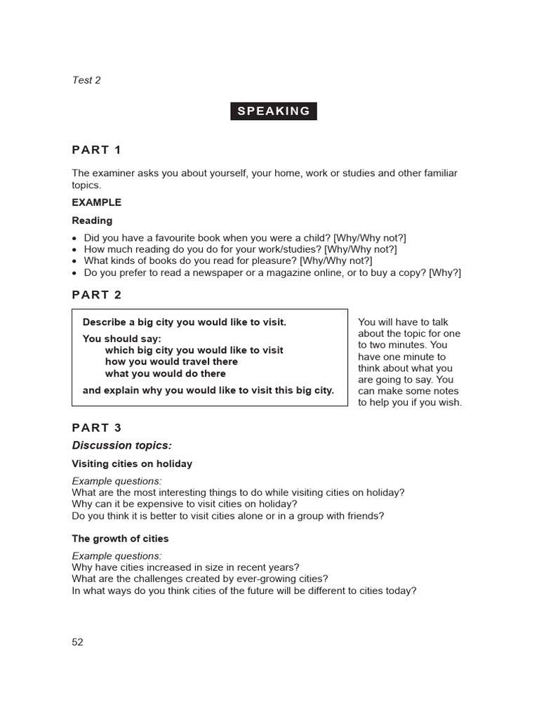 Speaking: Test 2 | PDF
