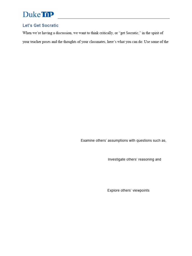 Duke TIP Follow Up Questions | PDF | Argument | Reason