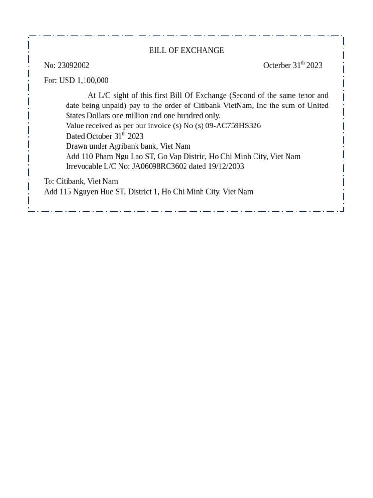 Bill of Exchange | PDF