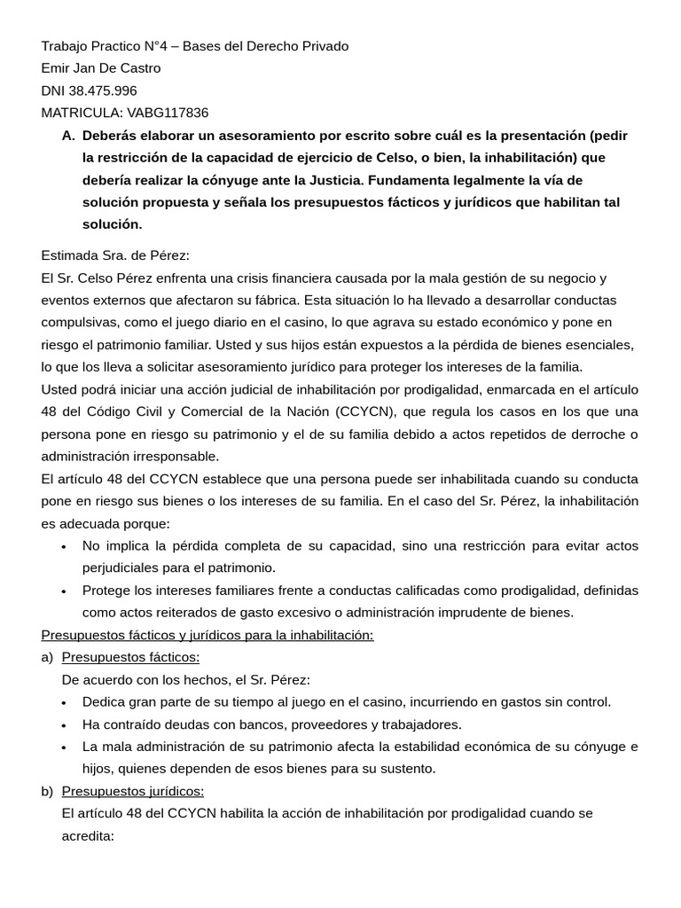 Trabajo Práctico N4 - Derecho Privado | PDF | Bienes (Ley) | Insolvencia