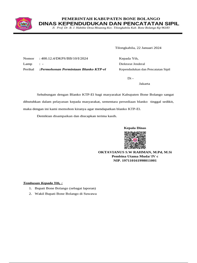 SURAT PERMOHONAN BLANGKO | PDF