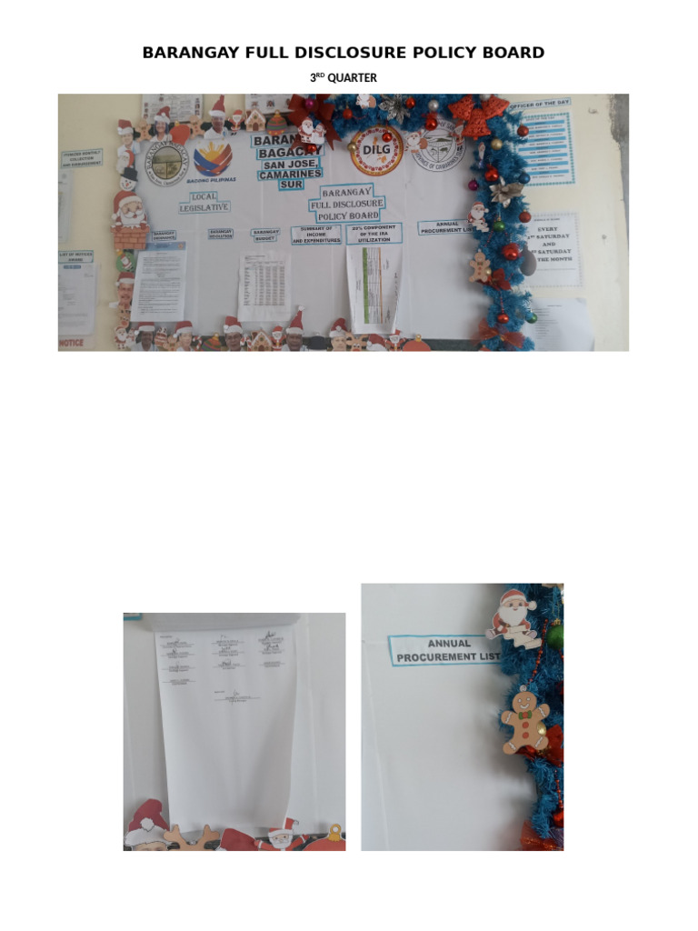 Barangay Full Disclosure Policy Q3 Report | PDF