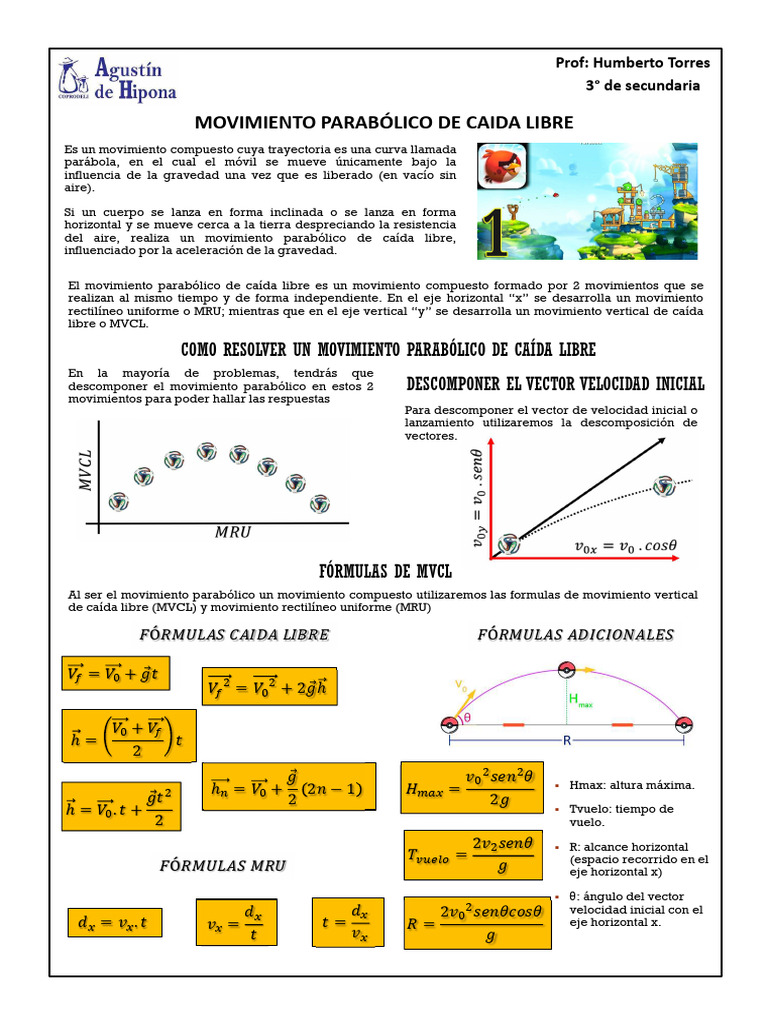 Teoria - Movimiento Parabólico de Caida Libre - 3° | PDF | Cambio | Ingeniería mecánica