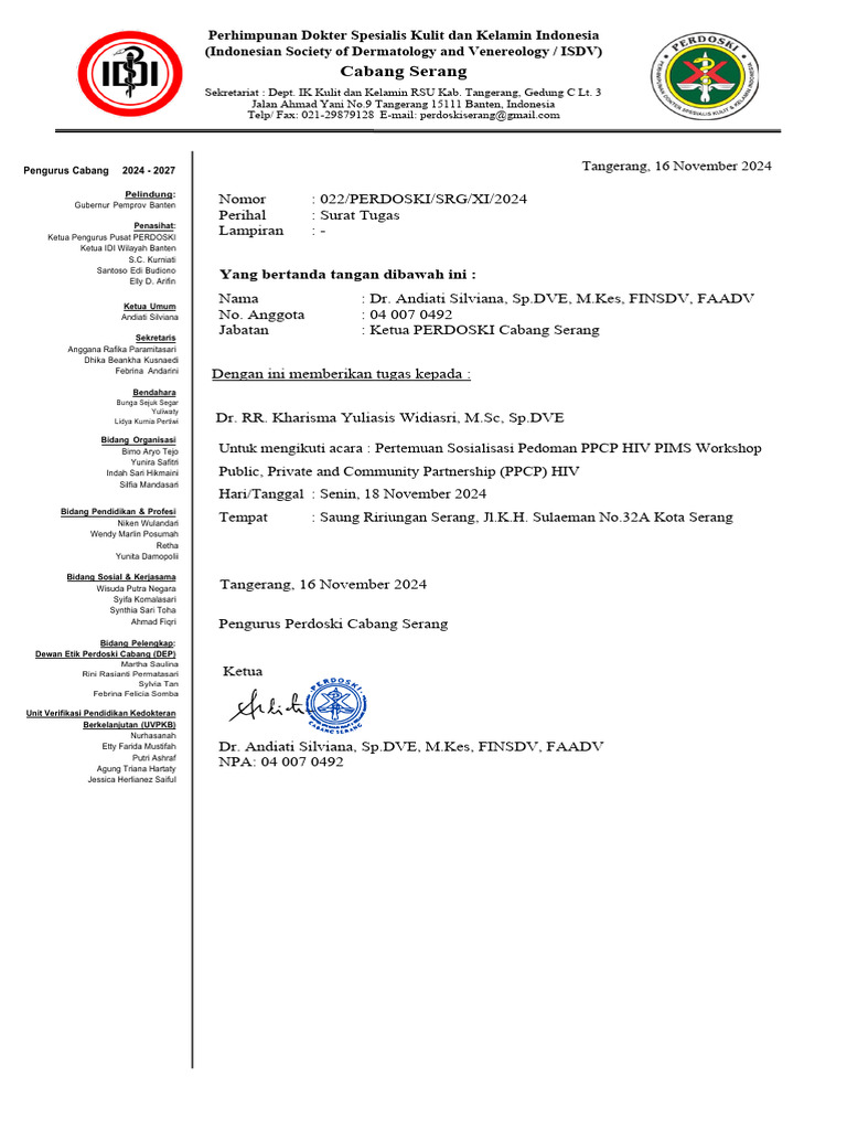 22 Surat Tugas DR Kharisma | PDF