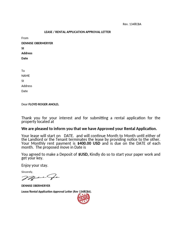Apartment Approvals Letter | PDF
