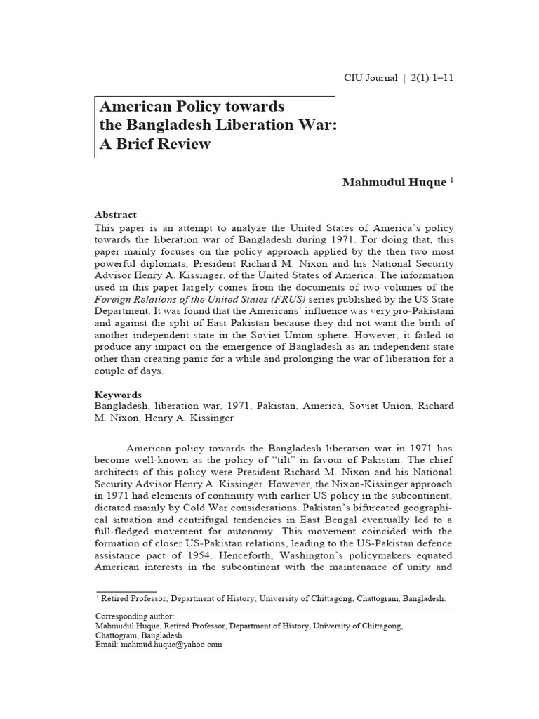 1.M - HUQUE-American Policy | PDF | Henry Kissinger | Pakistan