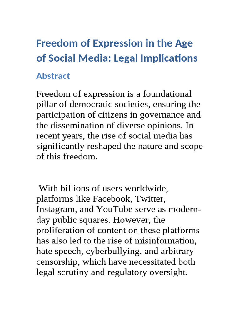 Legal Aspects of Social Media Expression | PDF | Social Media | Popular ...