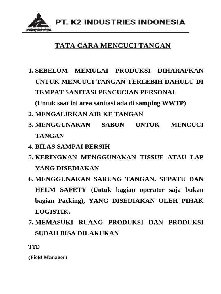 TATA CARA MENCUCI TANGAN - Personal Higiene | PDF