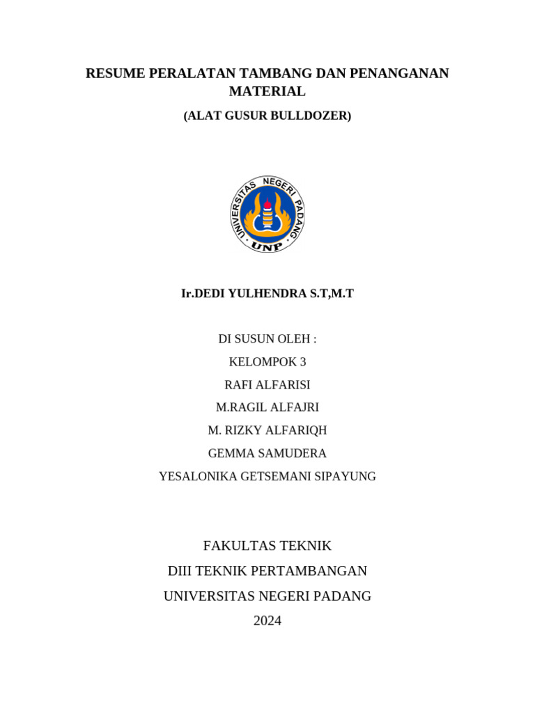 Resume Peralatan Tambang Dan Penanganan Material | PDF