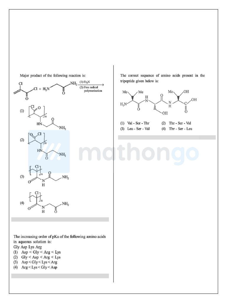 Biomolecules - JEE Main 2019 January | PDF