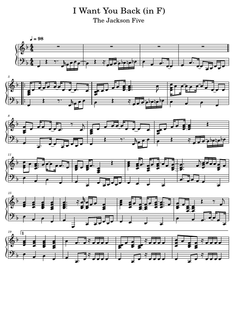 I Want You Back Sheet Music | PDF