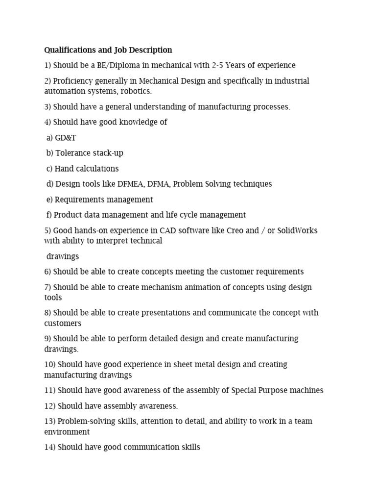 JD-Industrial Automation and Robotics Engineer-1 | PDF