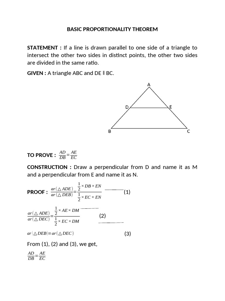 Basic Proportionality Theorem | PDF