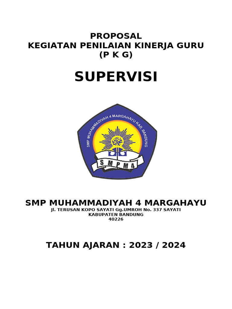 Proposal Kegiatan Supervisi Guru 2023 | PDF