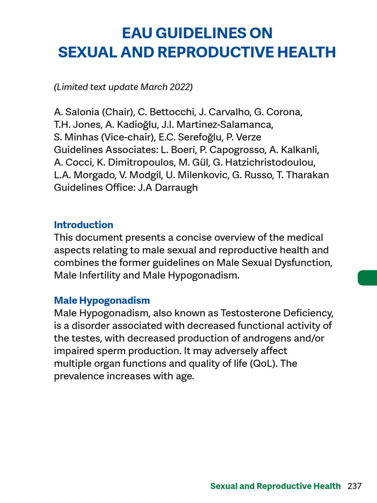 EAU Pocket On Sexual and Reproductive Health 2022.EAU GUIDELINES On ...