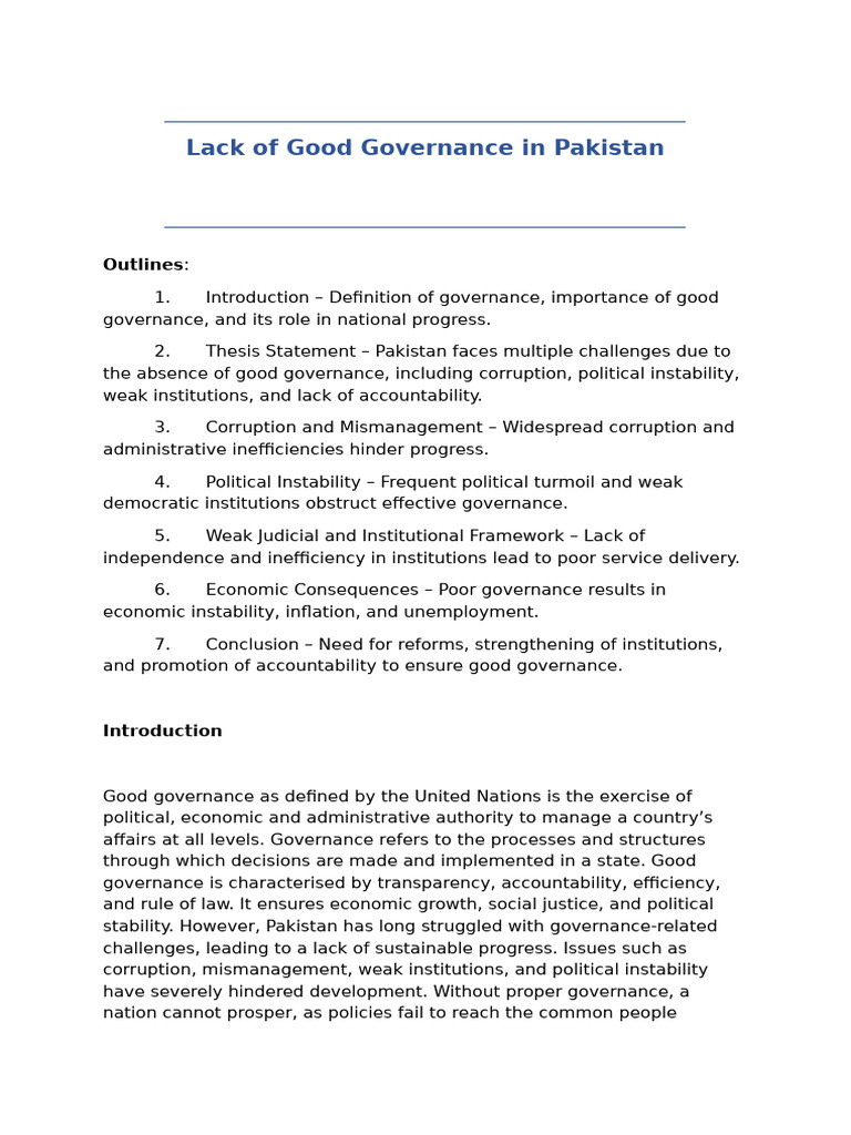 Governance Crisis in Pakistan Explained | PDF | Governance | Good ...