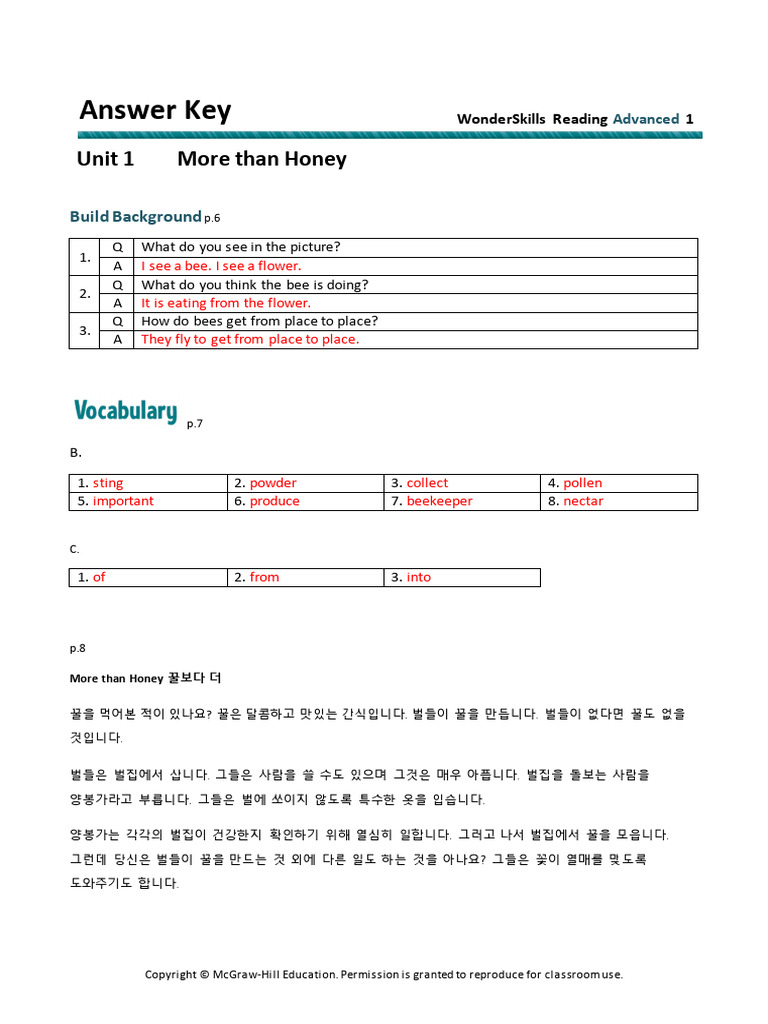 Advanced 1 - Answer Key | PDF