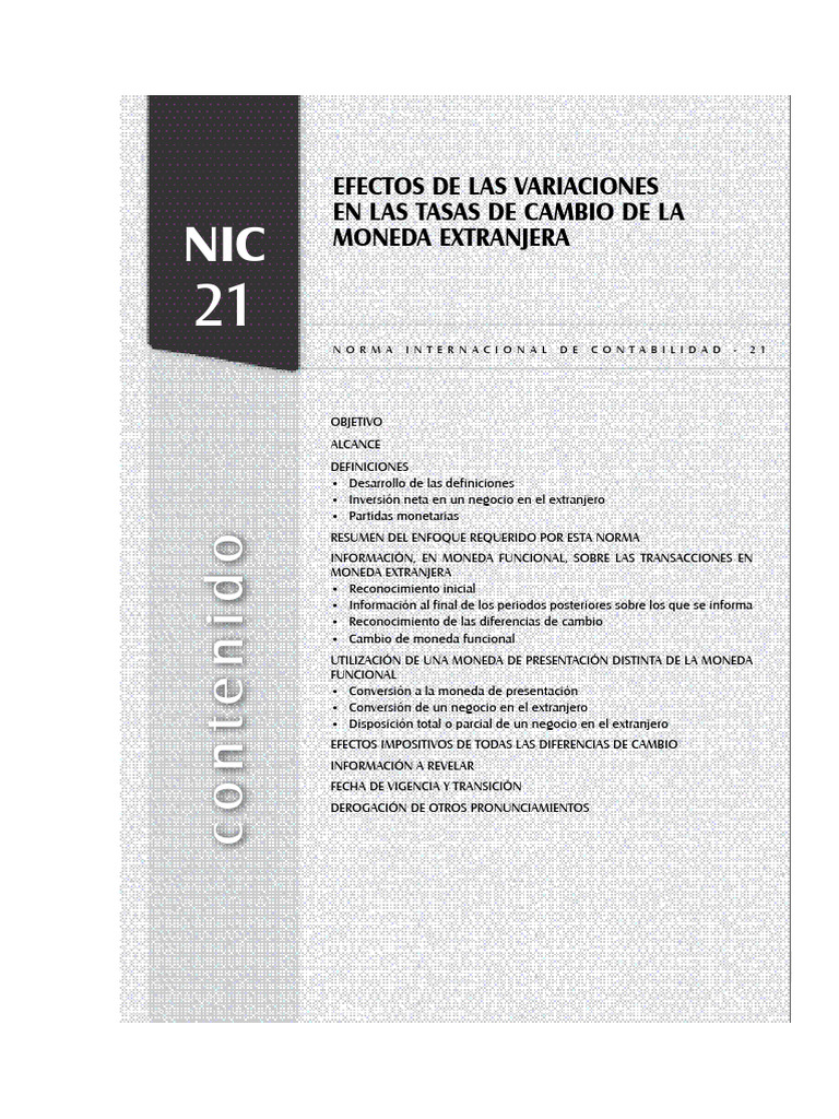 NIC21 | PDF | Moneda | normas internacionales de INFORMACION FINANCIERA