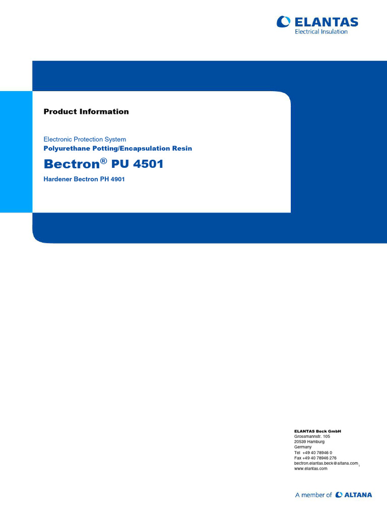Bectron Pu 4501 Elantas en | PDF | Polyurethane | Density