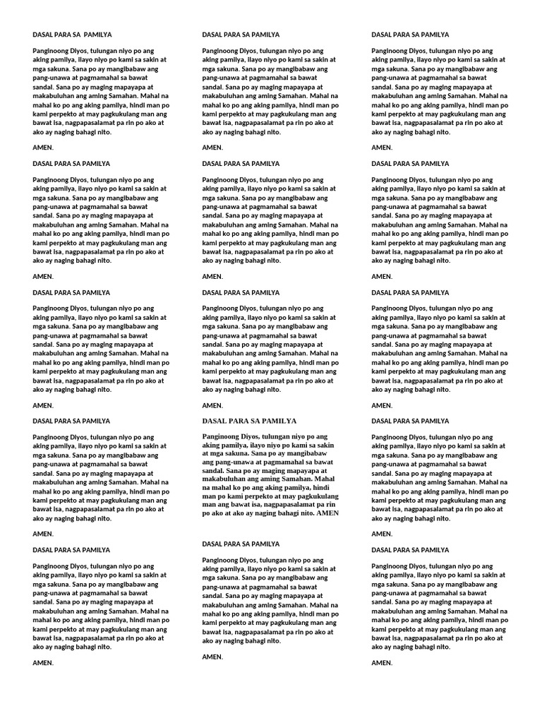 Dasal para Sa Pamilya | PDF