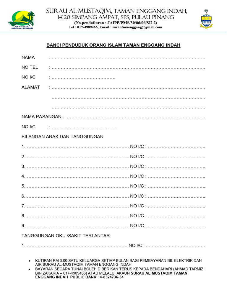 Borang Banci Penduduk | PDF