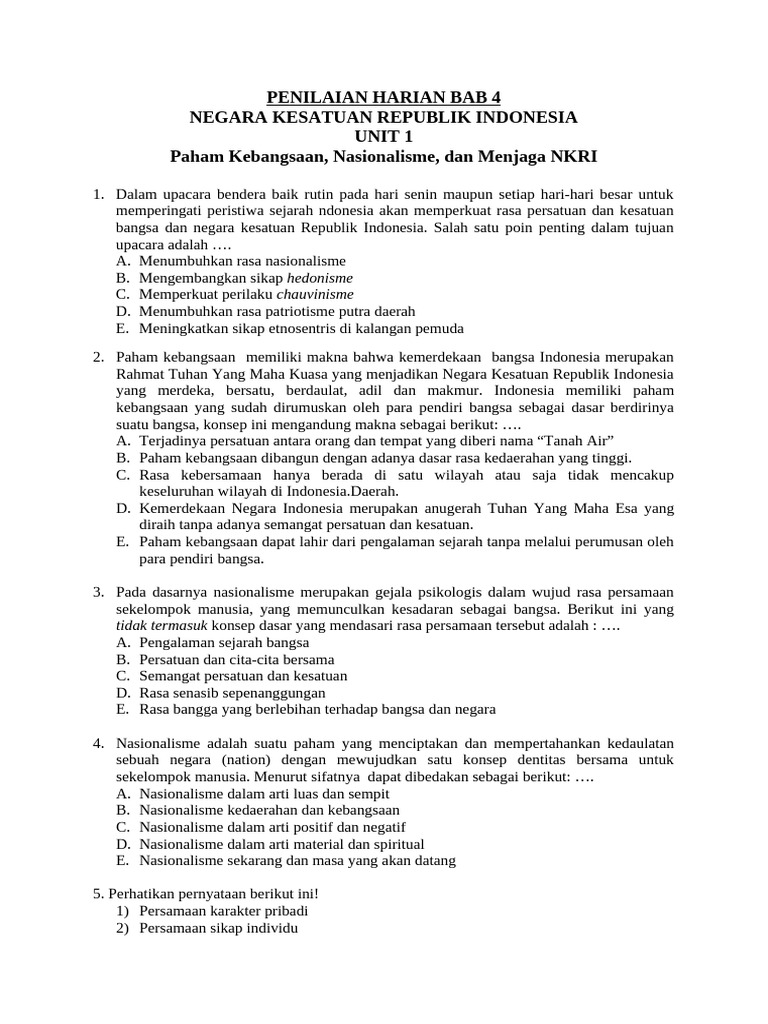 Soal Kelas X Bab 4 Unit 1-3 Nkri 2022-2023 | PDF