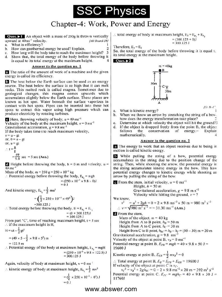 Chapter 4 - Work Power and Energy | PDF