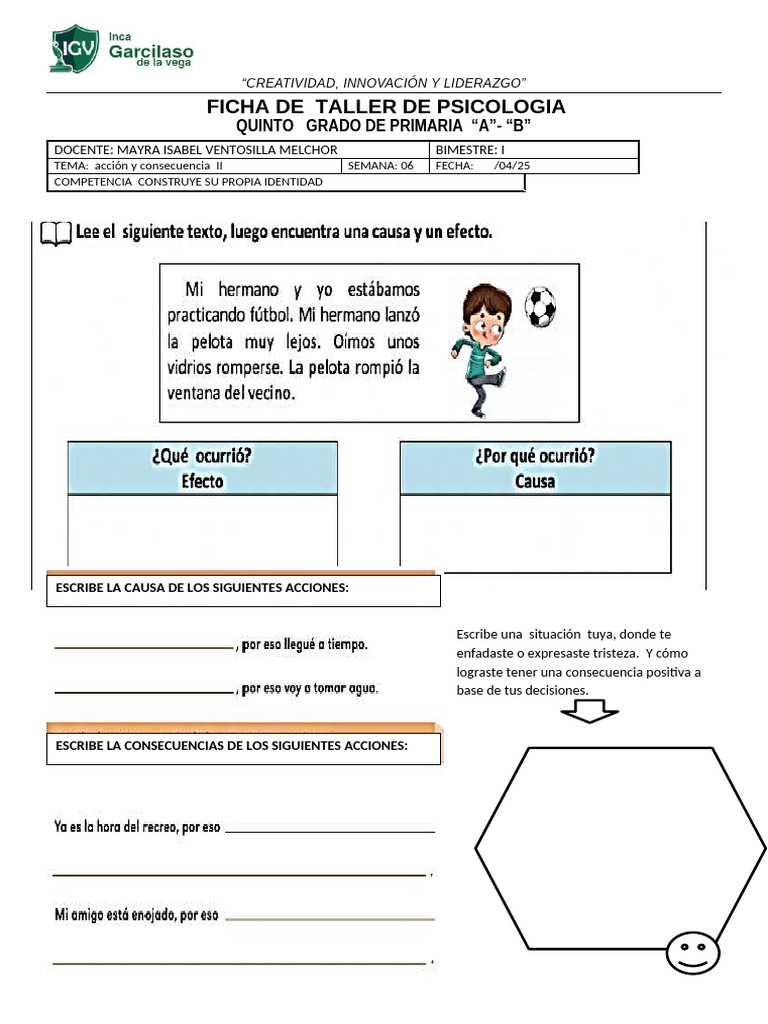 IBIM Accion y Consecuencia 5prim s6 Taller | PDF
