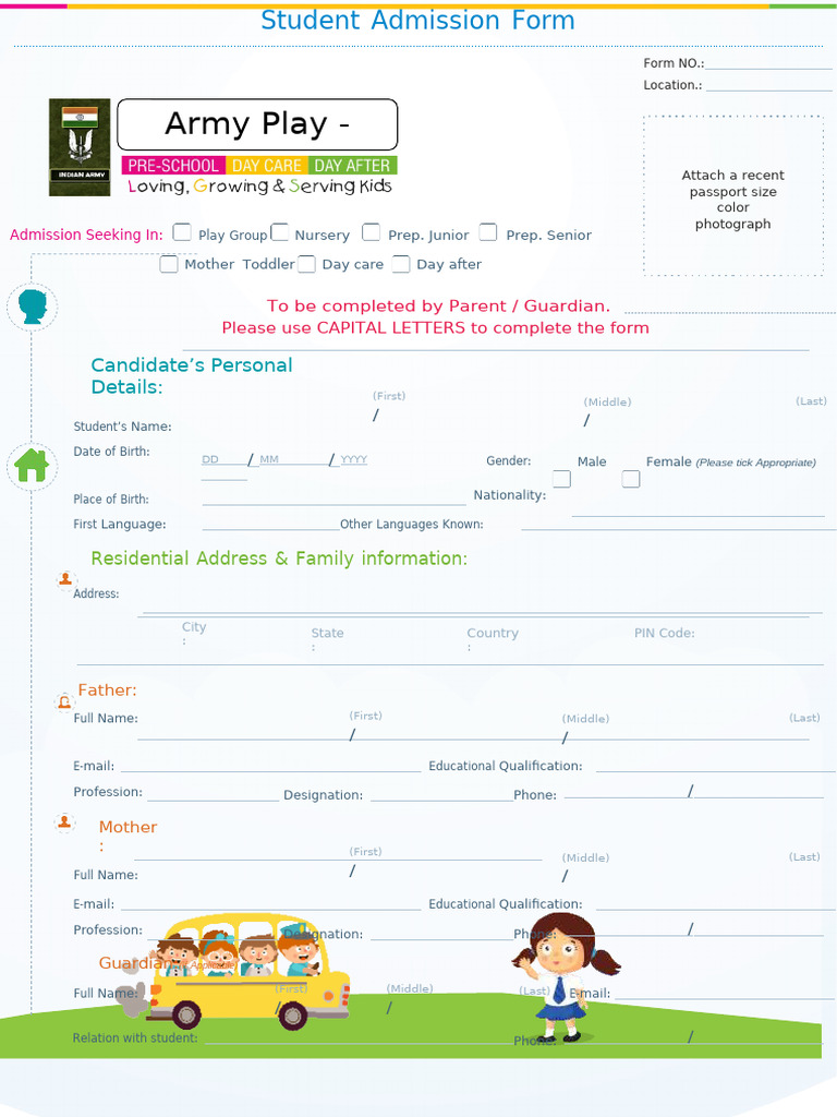 Admission Form Play School 1 | PDF | Preschool | Schools