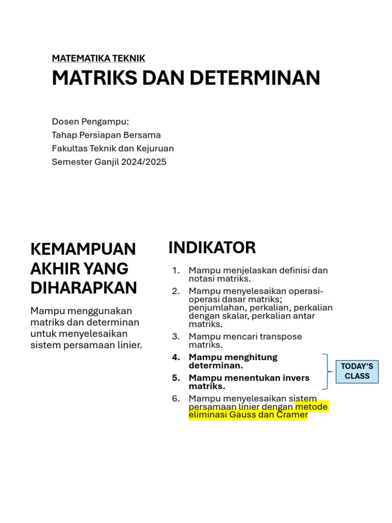 03 MATRIKS DAN DETERMINAN - Determinan | PDF