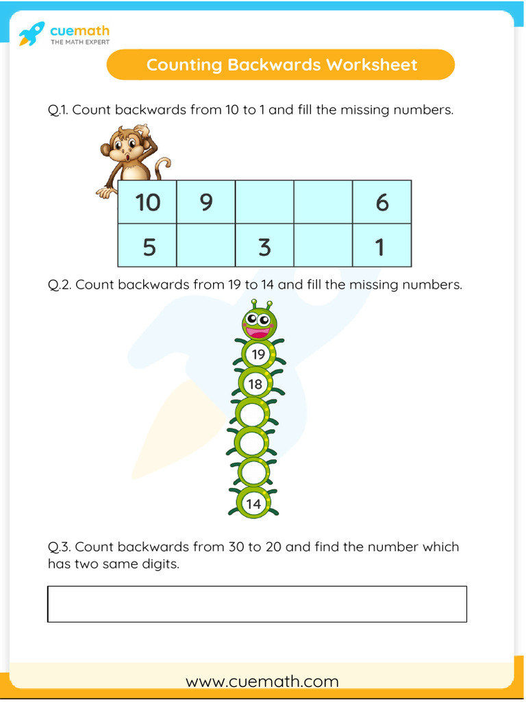 Counting Backwards Worksheet 1 | PDF