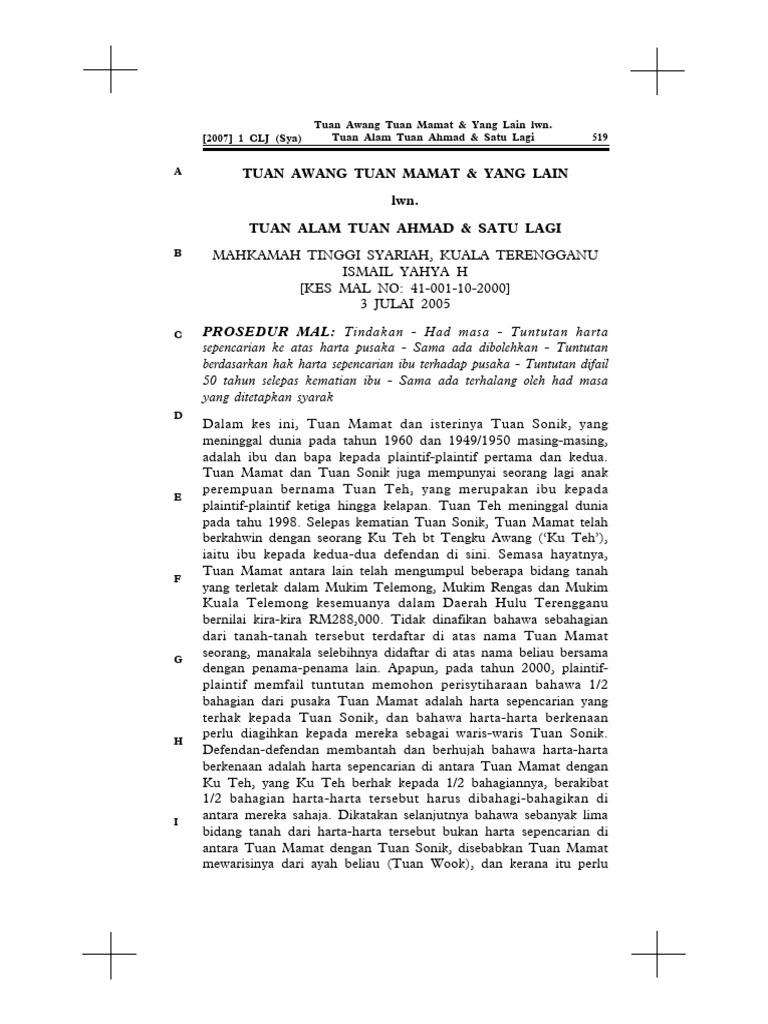 Tuan Mamat (Had Masa) | PDF