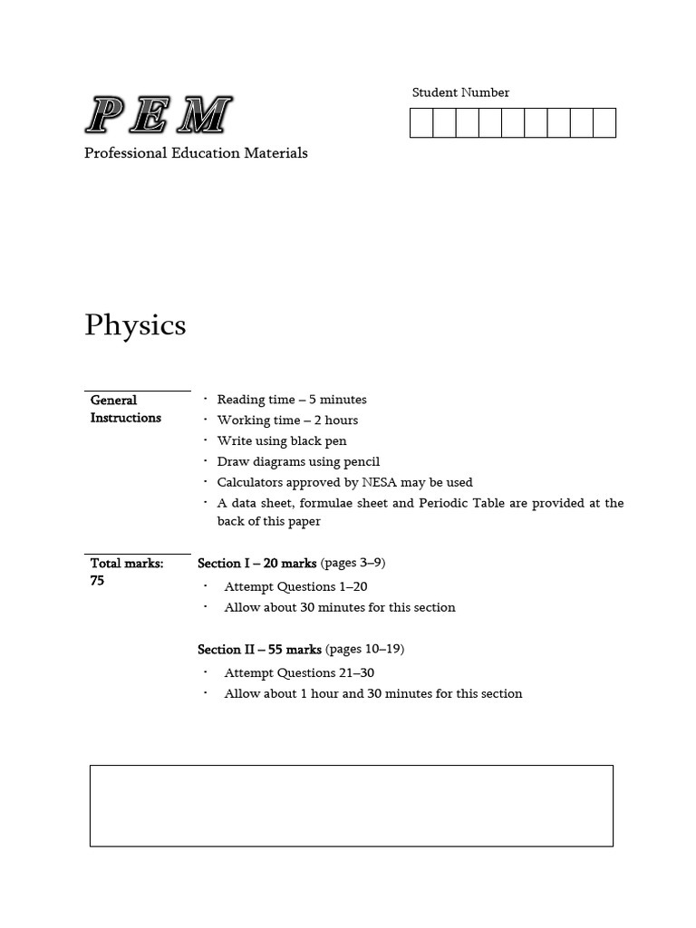 PEM 2023 Physics Preliminary Examination | PDF | Waves | Force