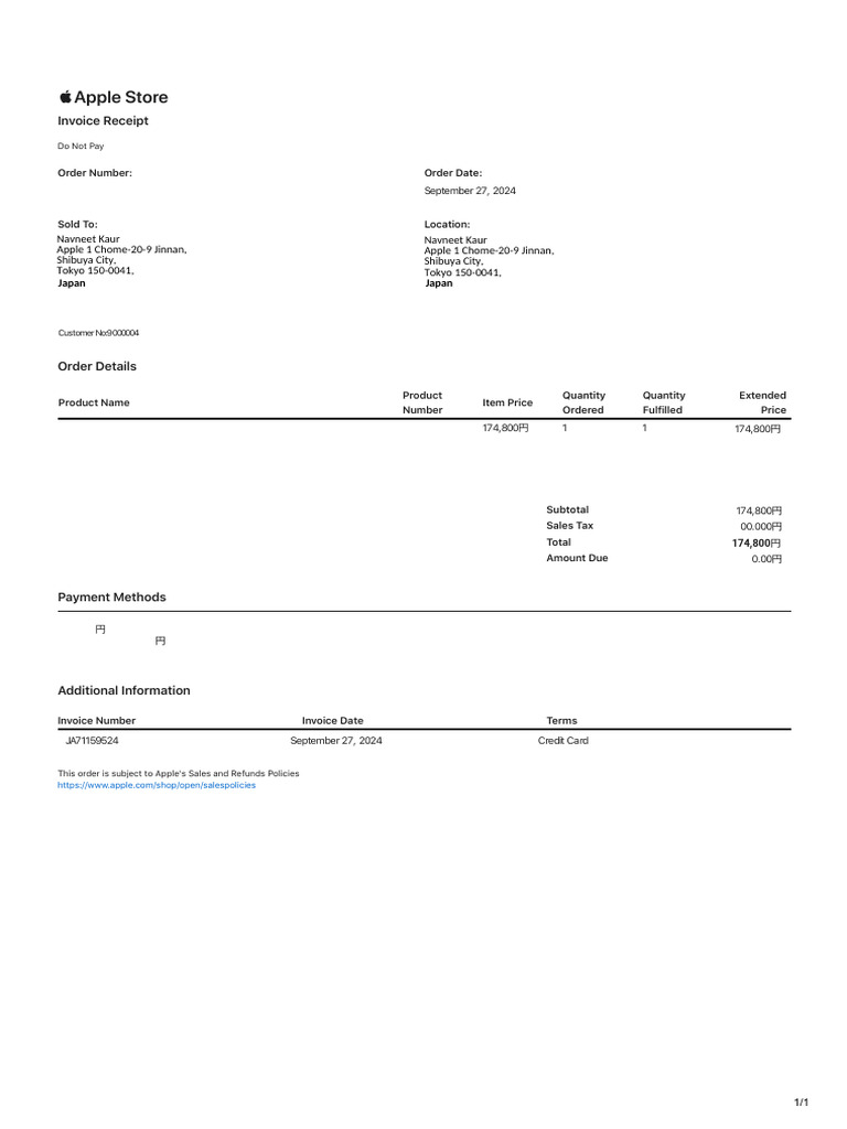 Iphone 16 Pro Japan | PDF | Invoice | Receipt