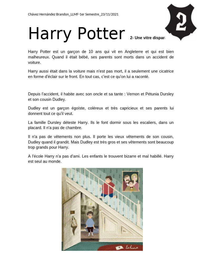 Resumen de Harry Potter 2: Una Vitre Disparaît | PDF | Narración | Novelas