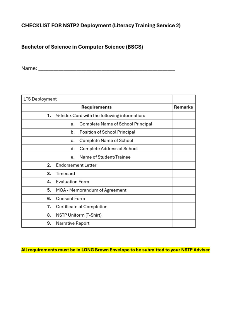 LTS Deployment Checklist | PDF
