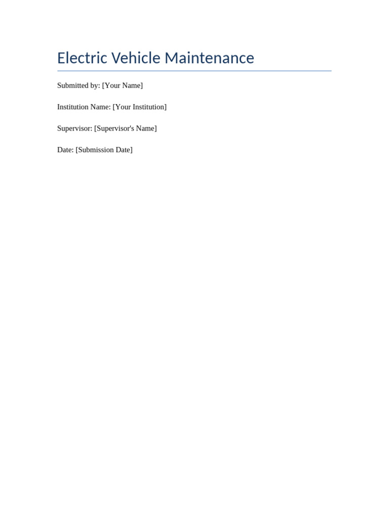 Electric Vehicle Maintenance Guide | PDF | Electric Vehicle | Plug In ...