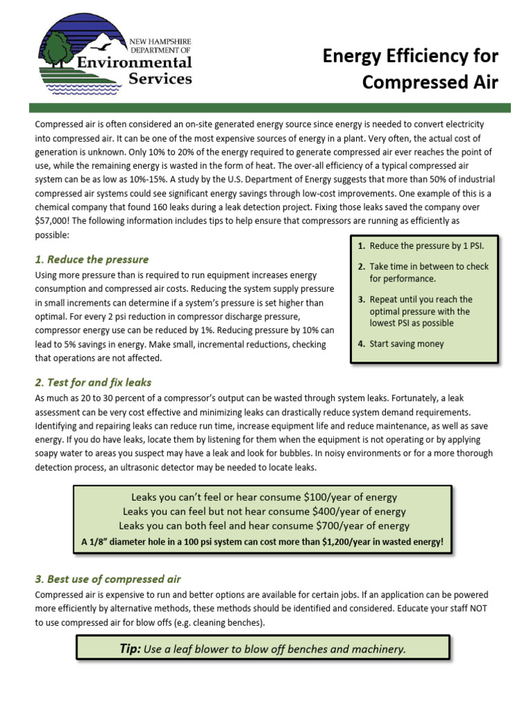 Energy Efficiency Compressed Air | PDF | Efficient Energy Use ...