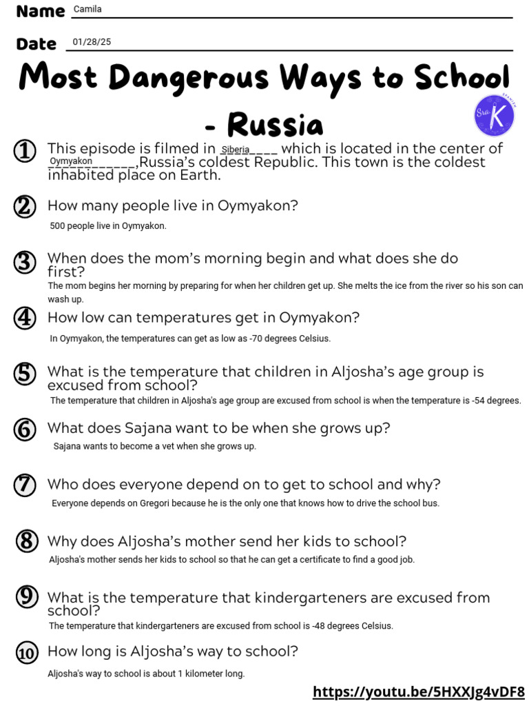 Most Dangerous Ways To School - Russia: Oymyakon | PDF