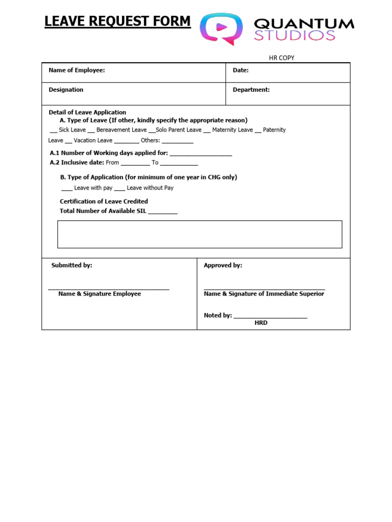 Leave Request Form Template | PDF