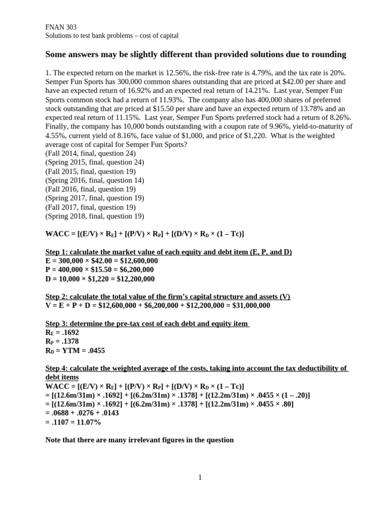 Project Evaluation and WACC Analysis | PDF | Cost Of Capital | Net Present Value