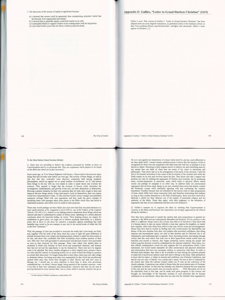Appendex E- Letter to Grand Duchess | PDF | Galileo Galilei | Nicolaus ...
