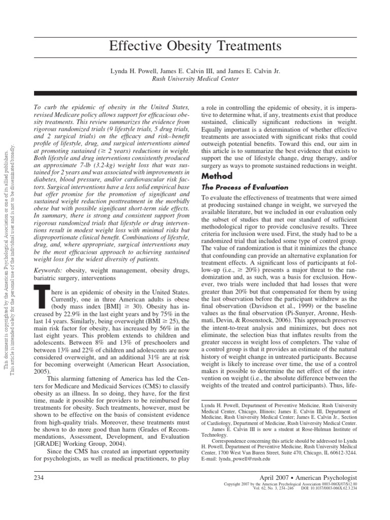 Evidence-Based Obesity Treatment Options | PDF | Obesity | Prediabetes